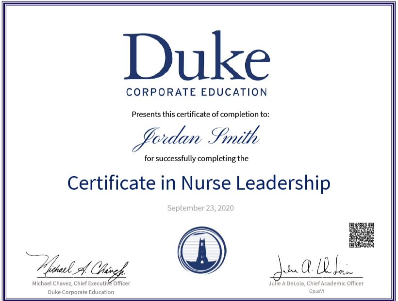 Certificate in Nurse Leadership
